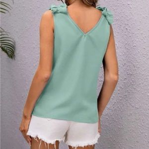 Tops | Boho Minimalist Ruffle Sleeve Tank Top Blouse Shirt Mint Green ...